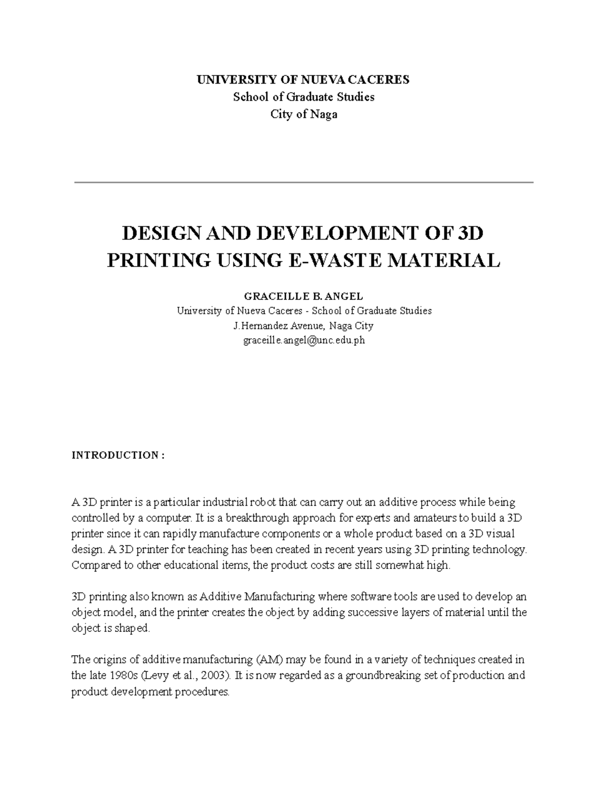 Angel STEM N(A) Final Output - General Academic Strand - UNC - Studocu