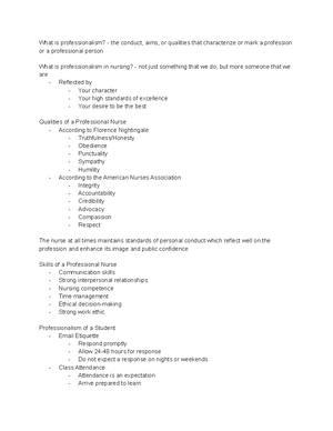 Pnp ch 1-2 - Chapter 1 and 2 Notes - Illness - response of the person ...