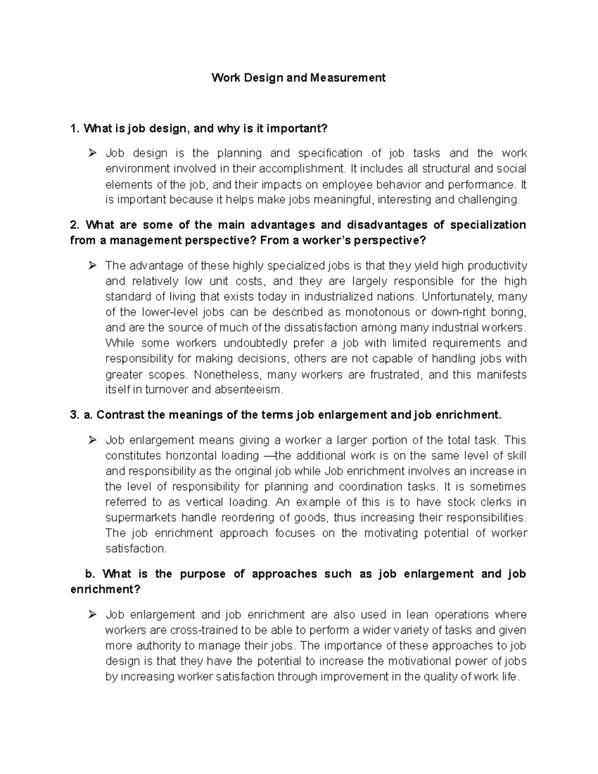 Work Design and Measurement - What is job design, and why is it ...