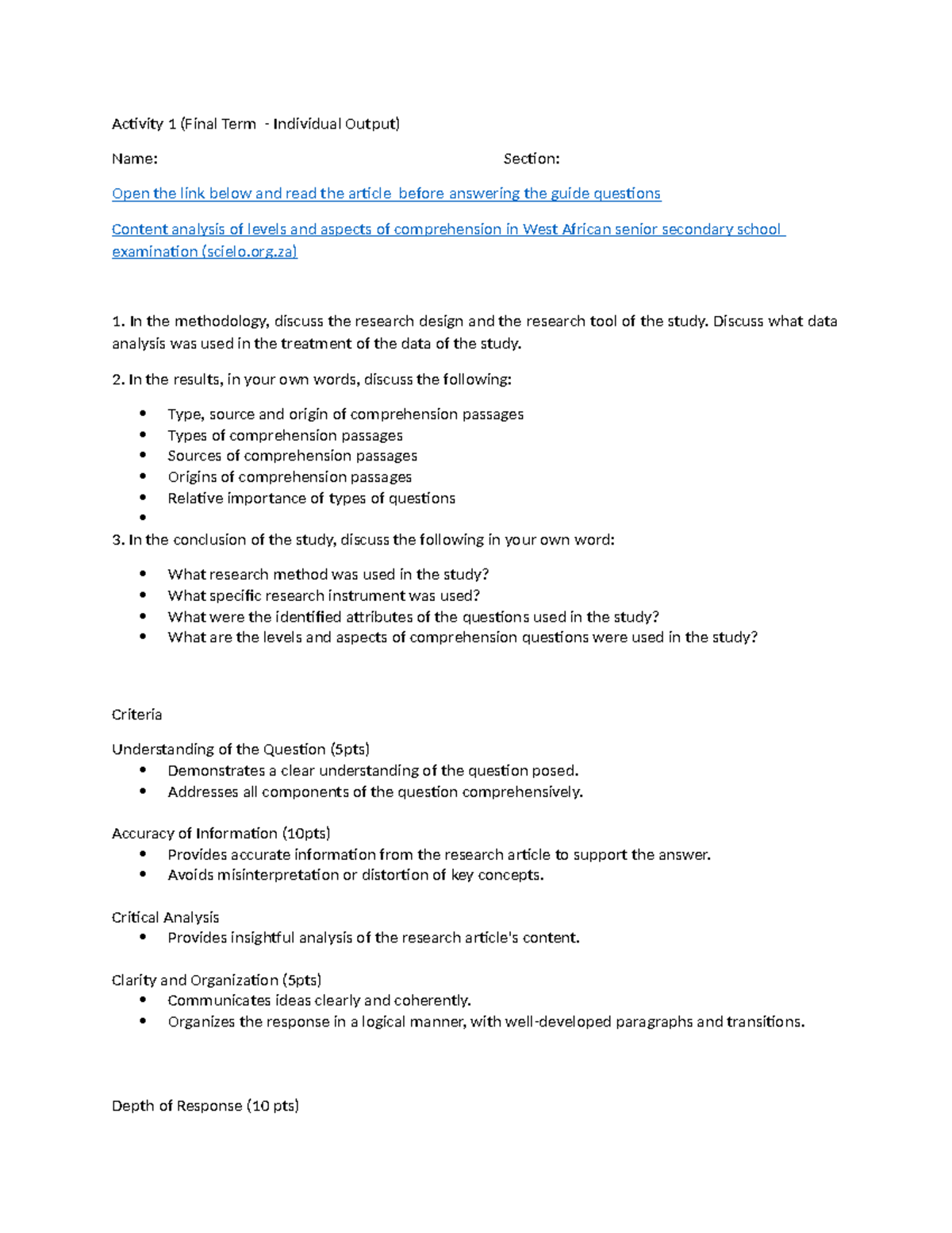 Activity-1 - answers - Activity 1 (Final Term - Individual Output) Name ...