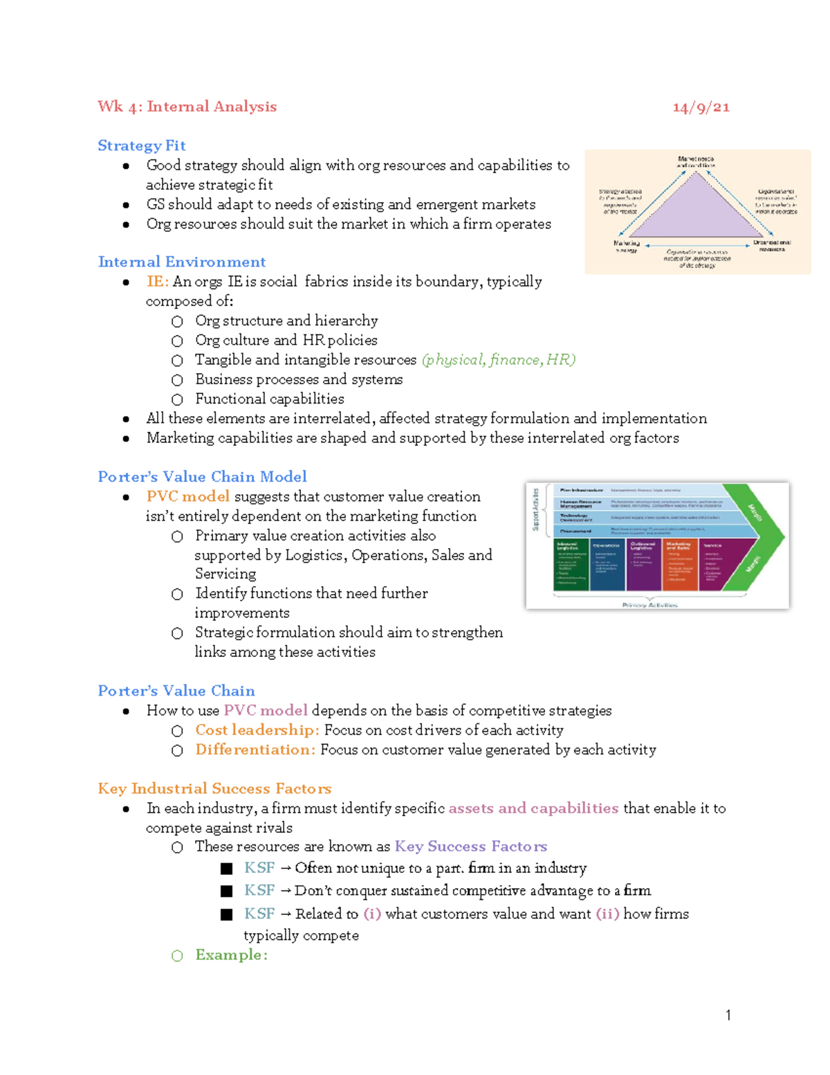 Wk 4 Internal Environment Analysis - Wk 4: Internal Analysis 14/9 ...