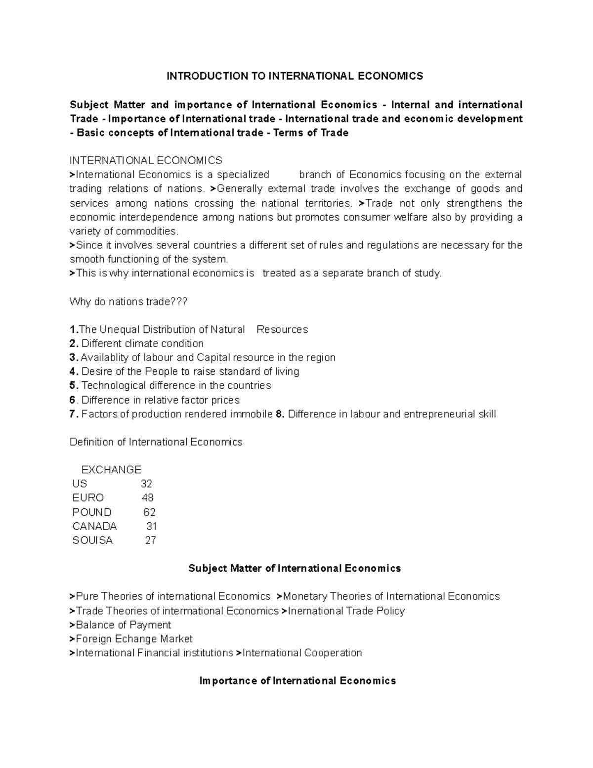 Introduction TO International Economics - INTRODUCTION TO INTERNATIONAL ...