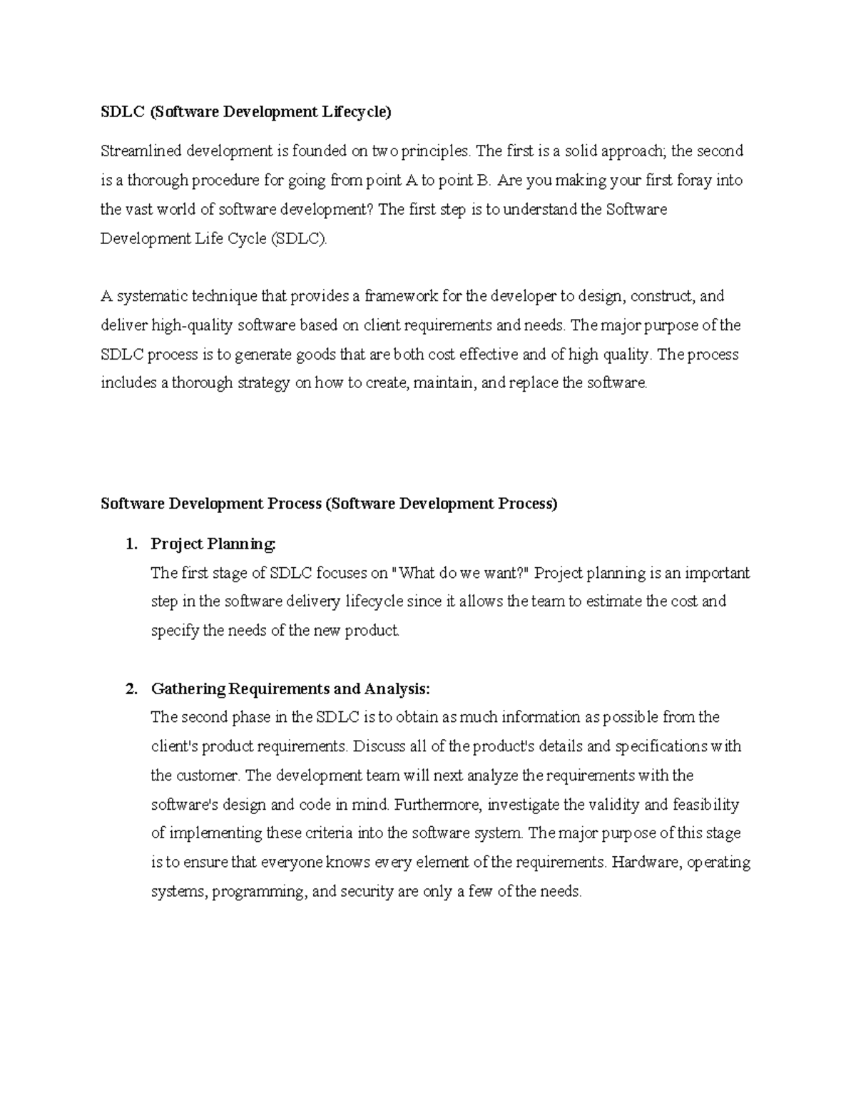 Software Development Process - SDLC (Software Development Lifecycle) Streamlined development is ...