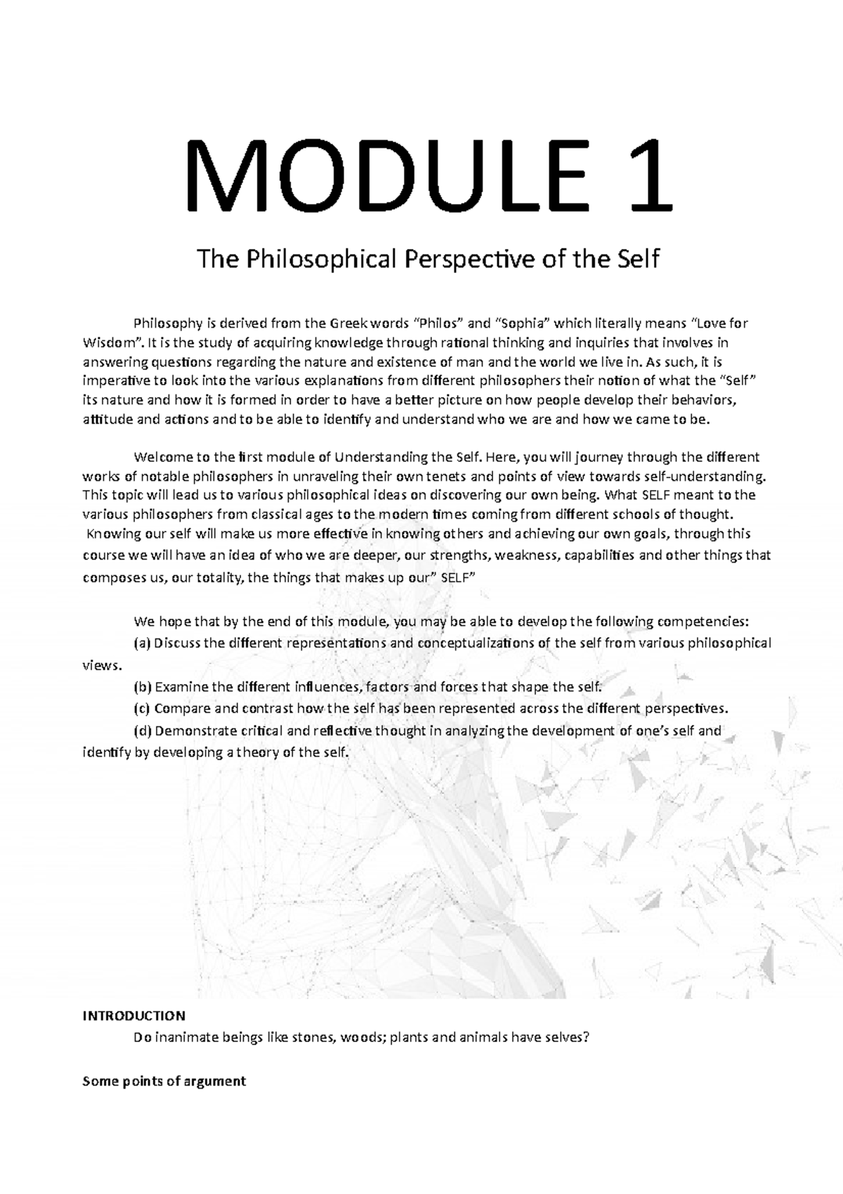 Module 1 Philosophical Perspective MODULE 1 The Philosophical