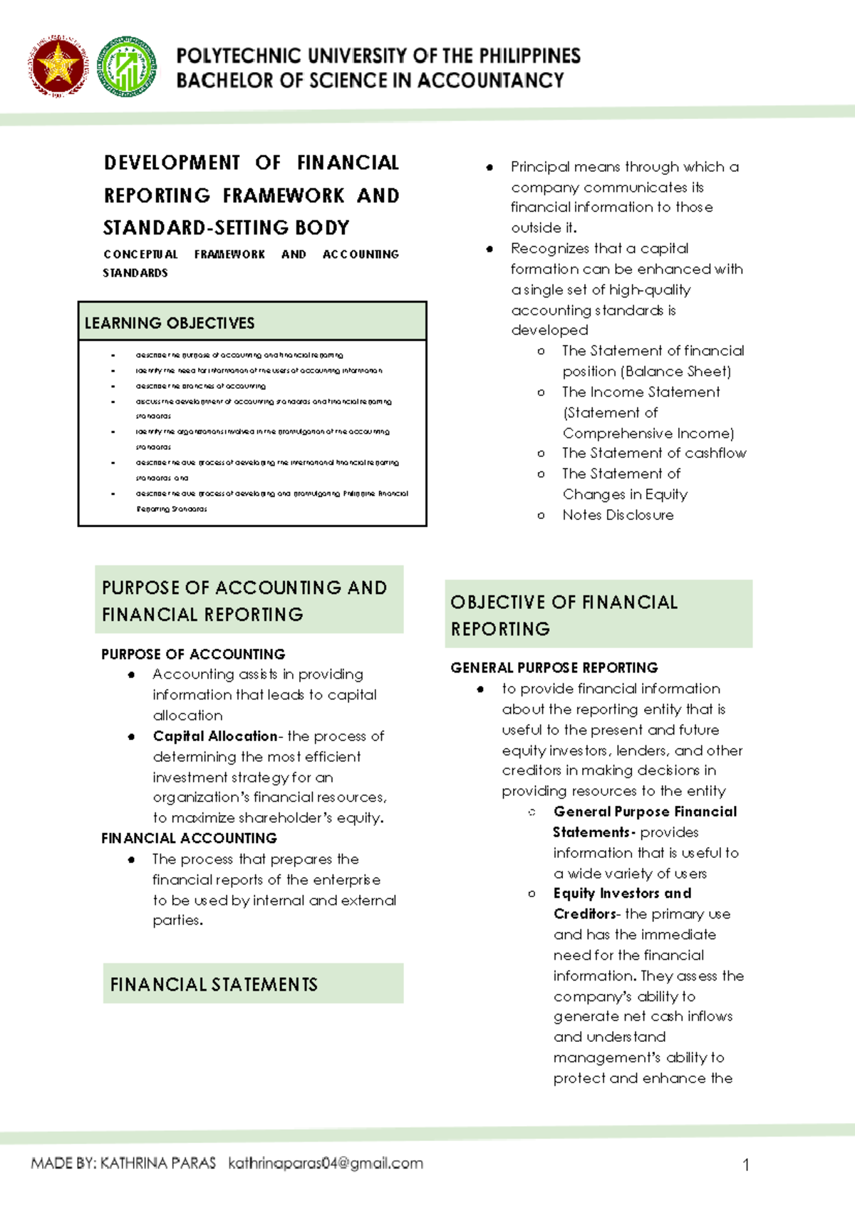 Development Of Financial Reporting Framework And Standard Setting Body - DEVELOPMENT OF ...