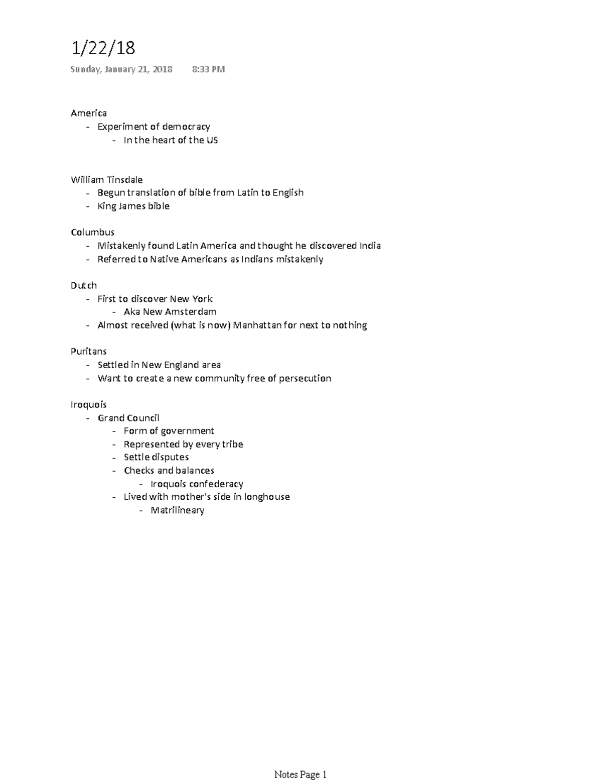 Early American Literature - 1/22/18 Sunday, January 21, 2018 8:33 PM ...