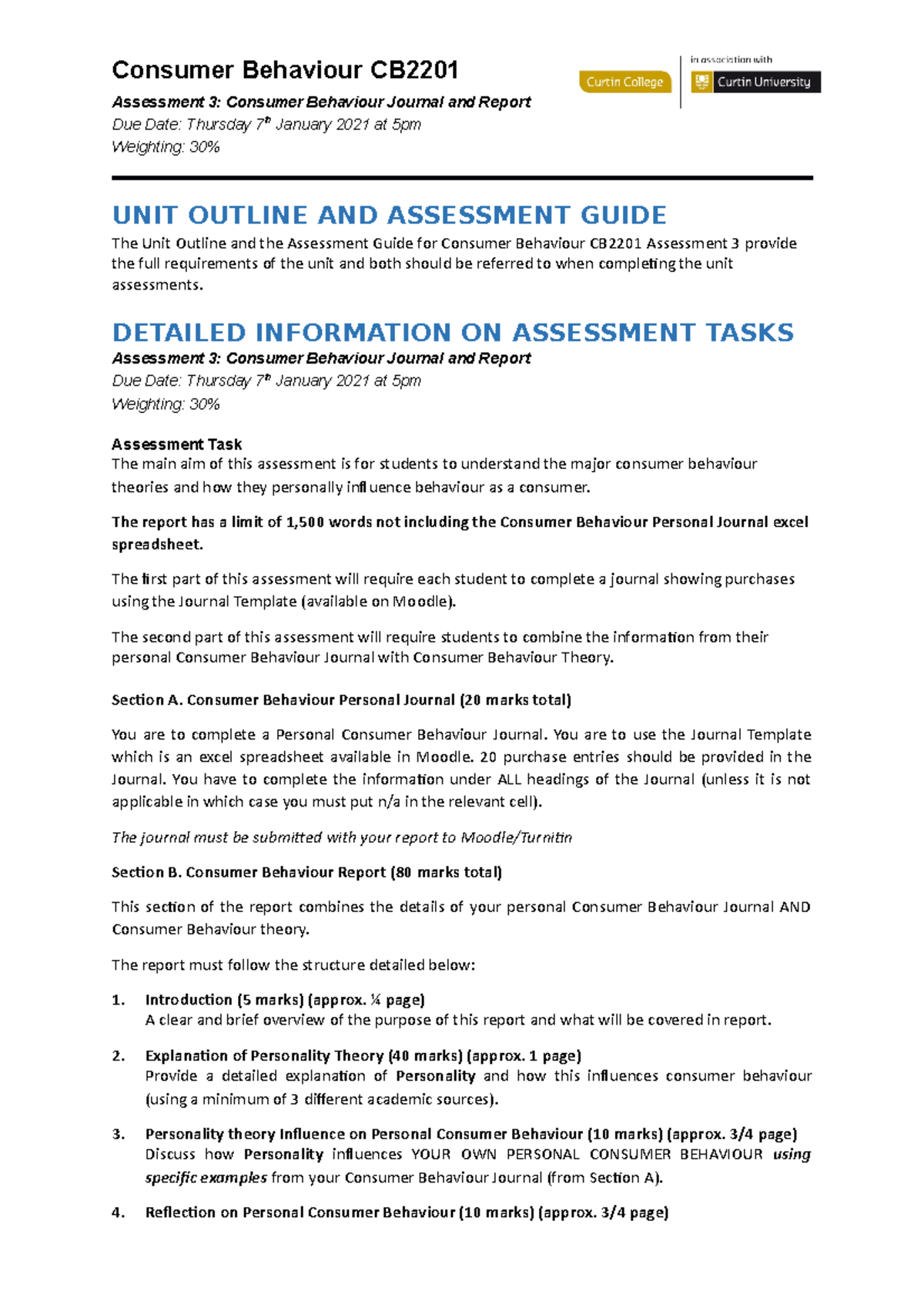 Assessment 3 Consumer Behaviour Journal Report Instructions Updated 24 ...