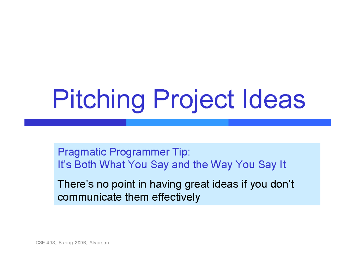 Product Pitches - Kế hoạch eplane - CSE 403, Spring 2006, Alverson ...