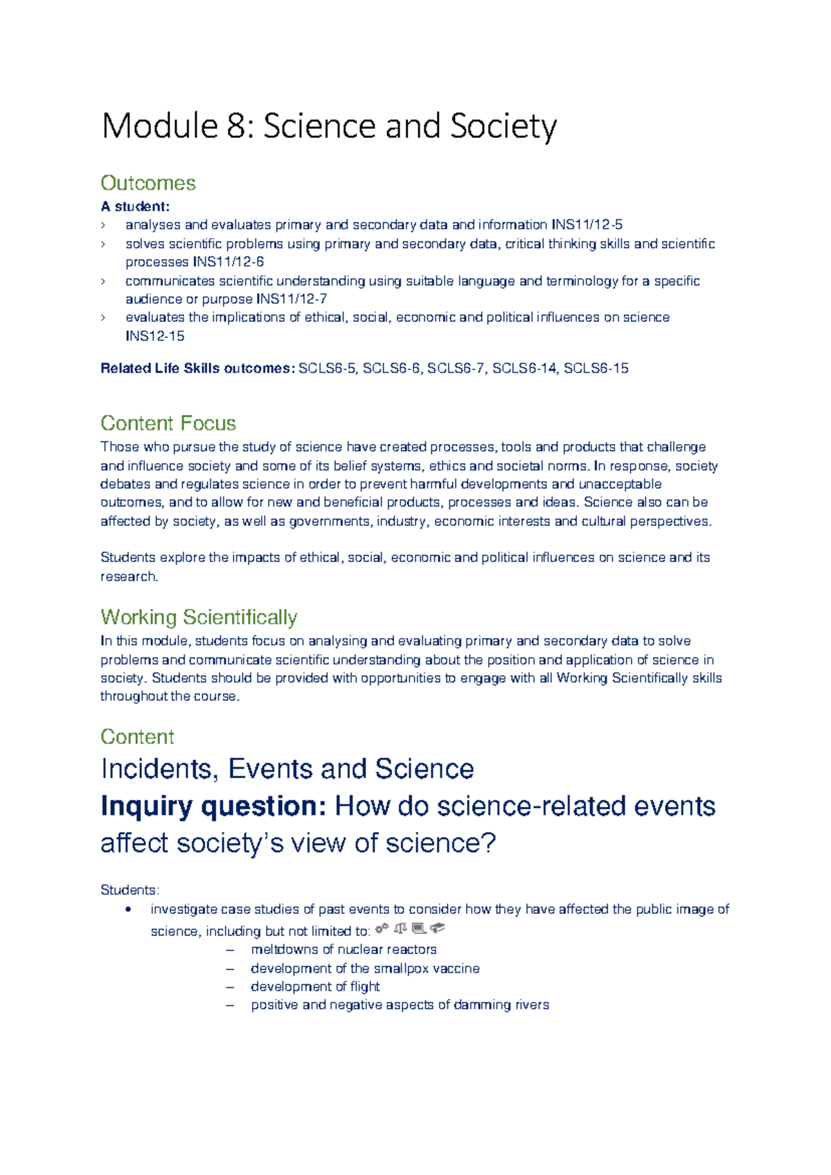 Mod 8 Notes Investigating Science (Marcus Wong) - Module 8 : Science ...