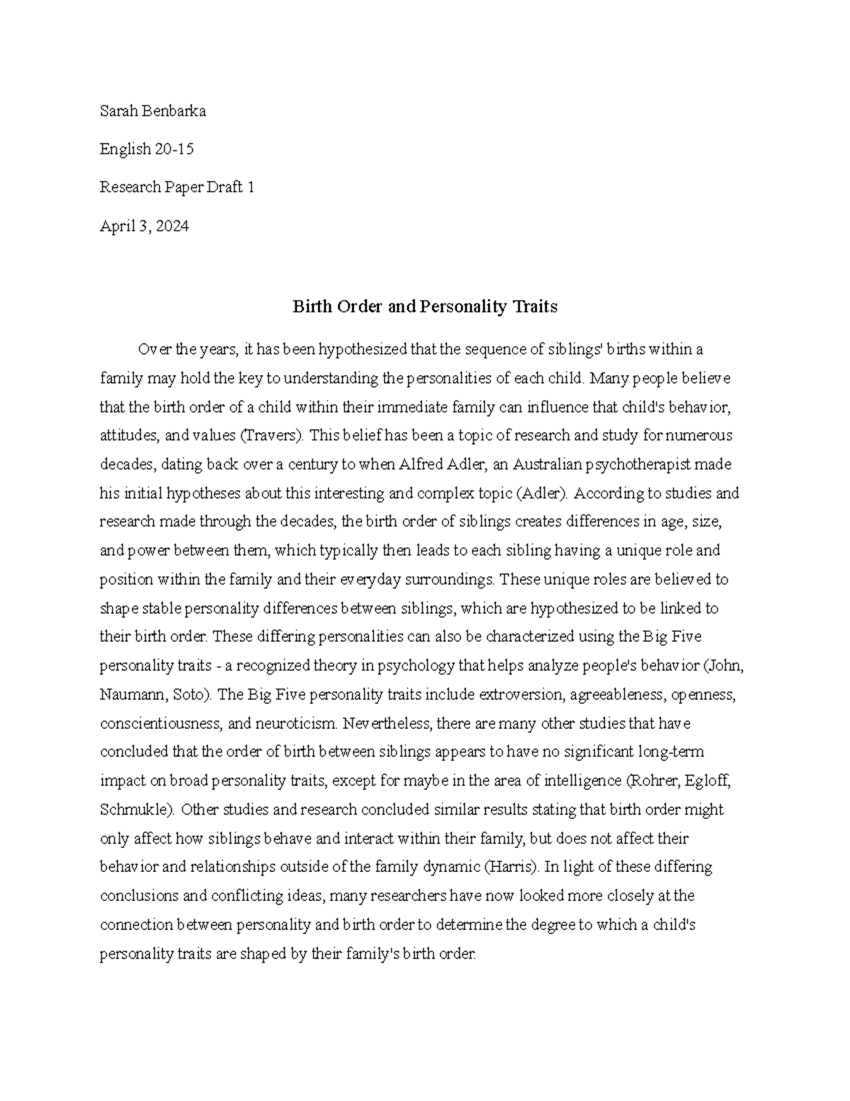 Research paper english 20 - Sarah Benbarka English 20- Research Paper ...