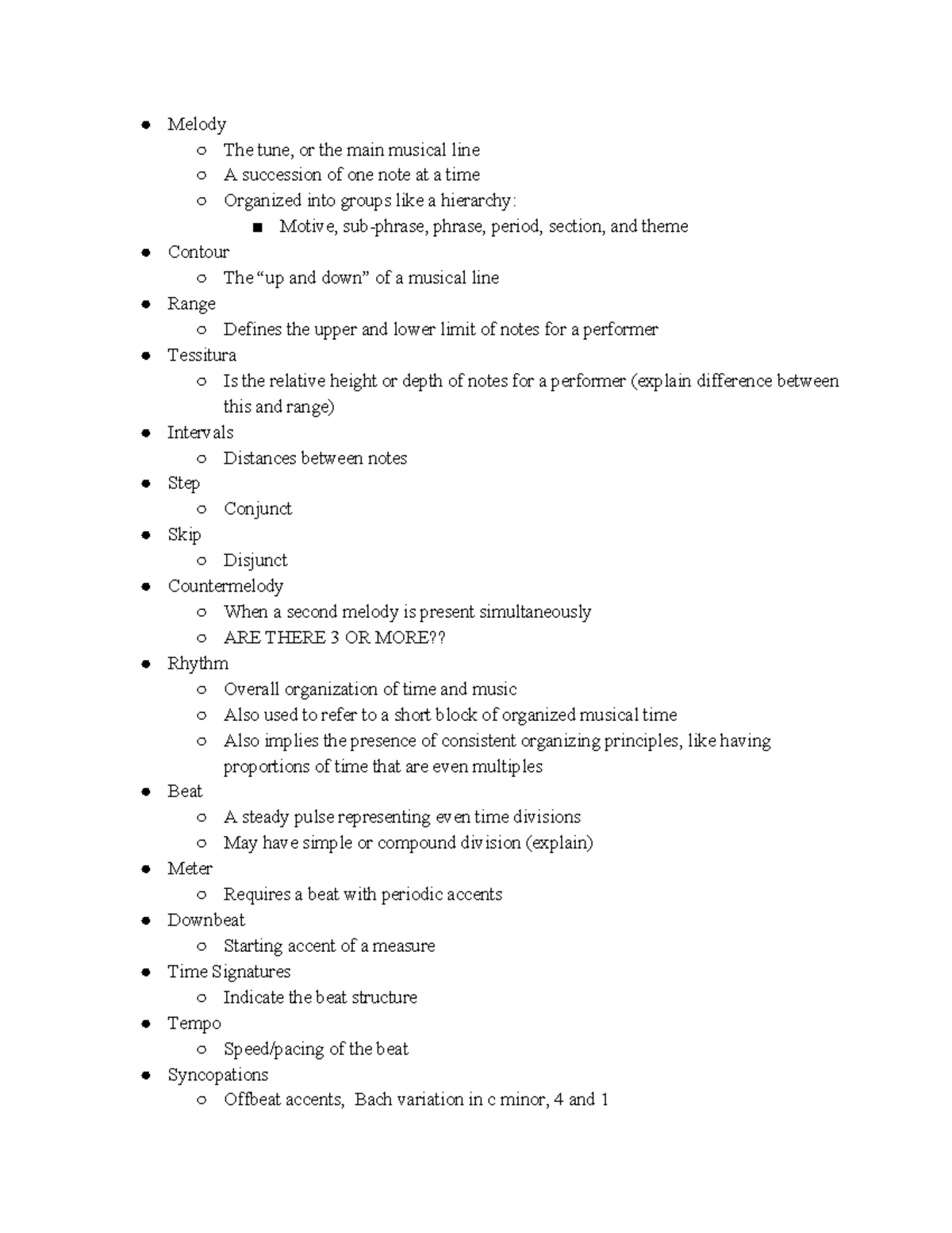 Basic Music Notes - Melody The tune, or the main musical line A ...
