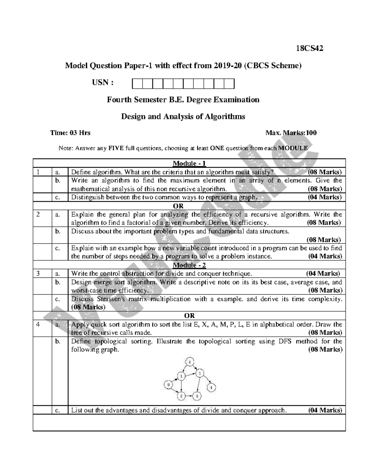 ADA MODdel-set-2-paper-4th-semester - 18CS Model Question Paper-1 with ...