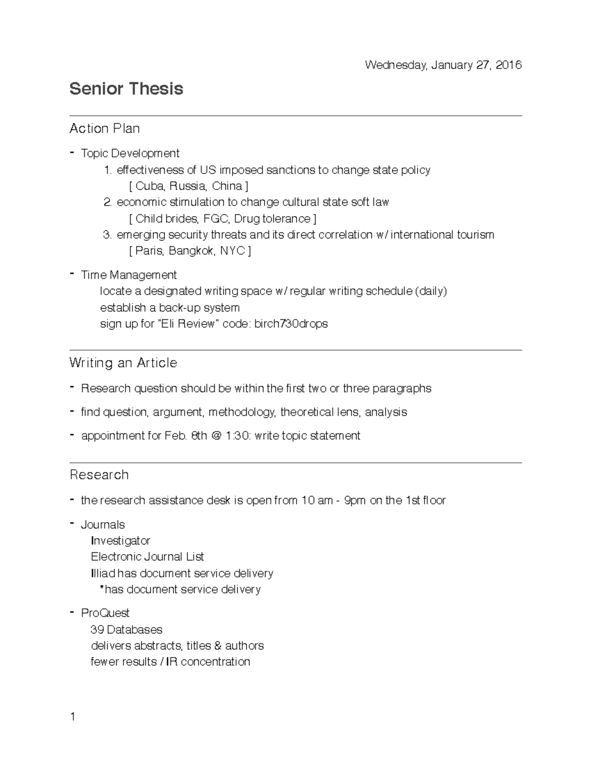 Senior Thesis Notes PDF - Wednesday, January 27, 2016 Senior Thesis ...