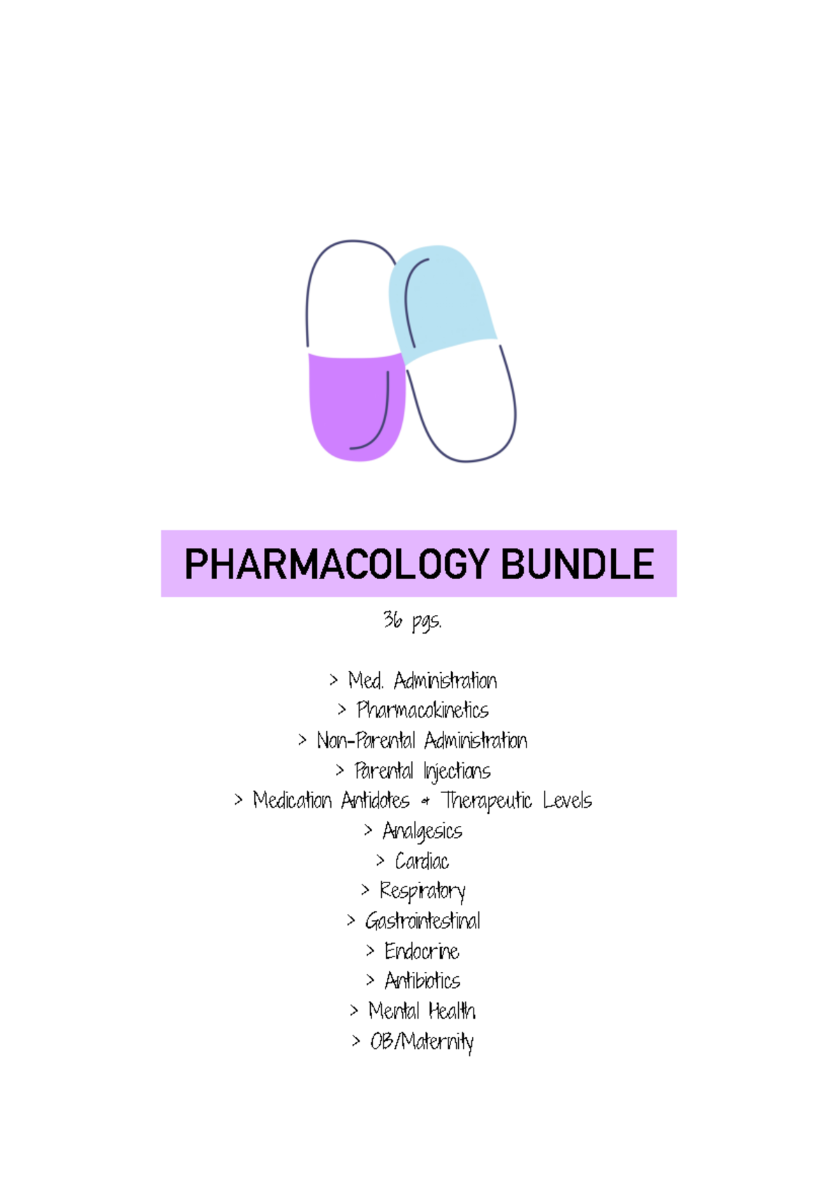 Pharmacology Bundle - pharm - ####### PHARMACOLOGY BUNDLE 36 pgs. > Med ...
