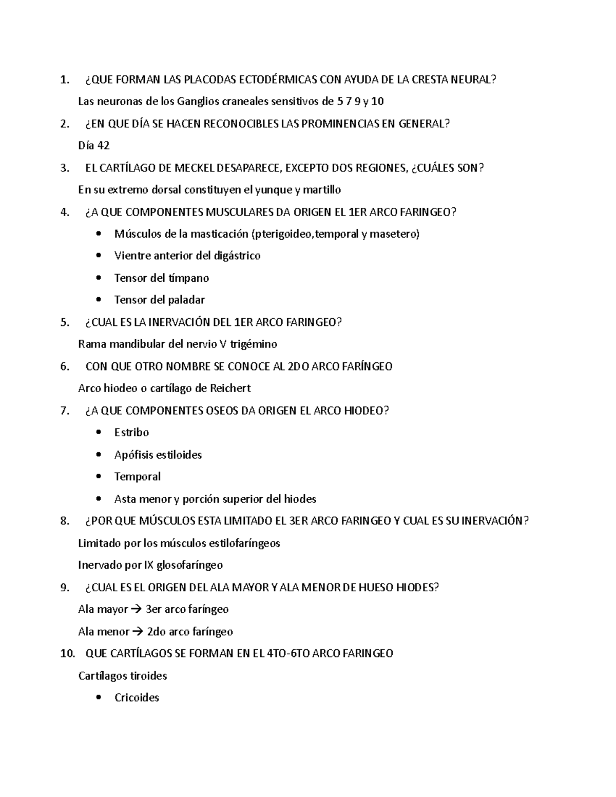 Cabeza Y Cuello Banco de Preguntas - 1. ¿QUE FORMAN LAS PLACODAS ...