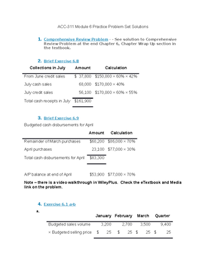 Module 7 Practice Problem Set Solutions - ACC-311 Module 7 Practice ...