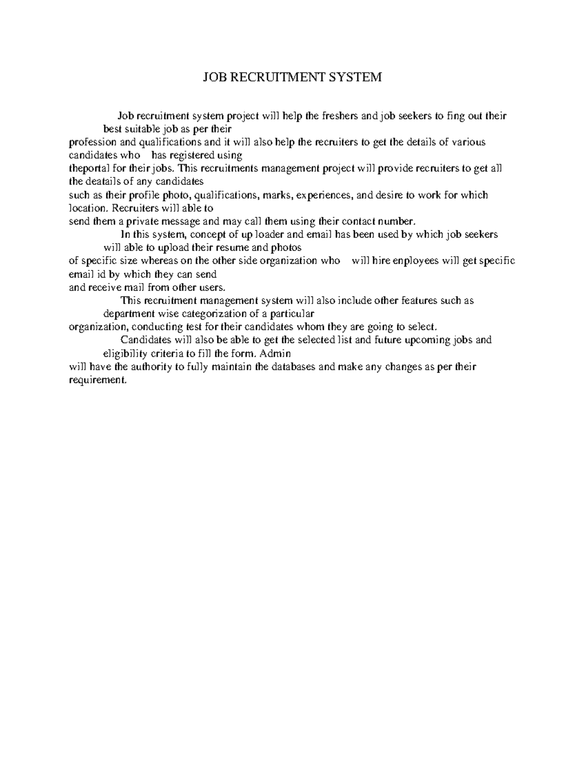 Job - Job recurument system - JOB RECRUITMENT SYSTEM Job recruitment ...