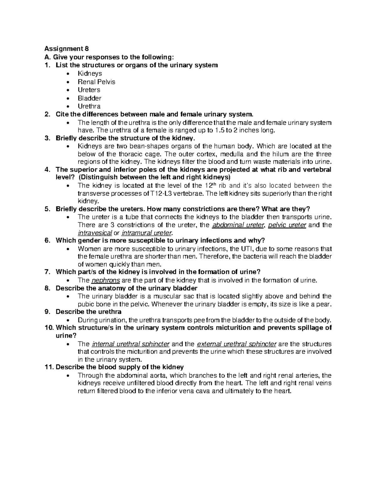 Assignment 8 - Lecture notes 1 - Assignment 8 A. Give your responses to ...