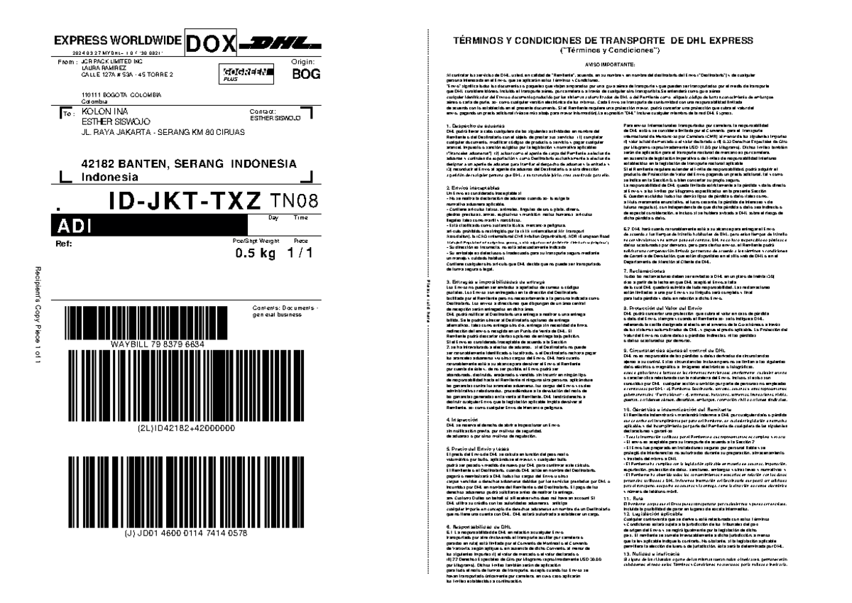 Transport Label 7983796634 - EXPRESS WORLDWIDE ####### 2024-03-27 ...