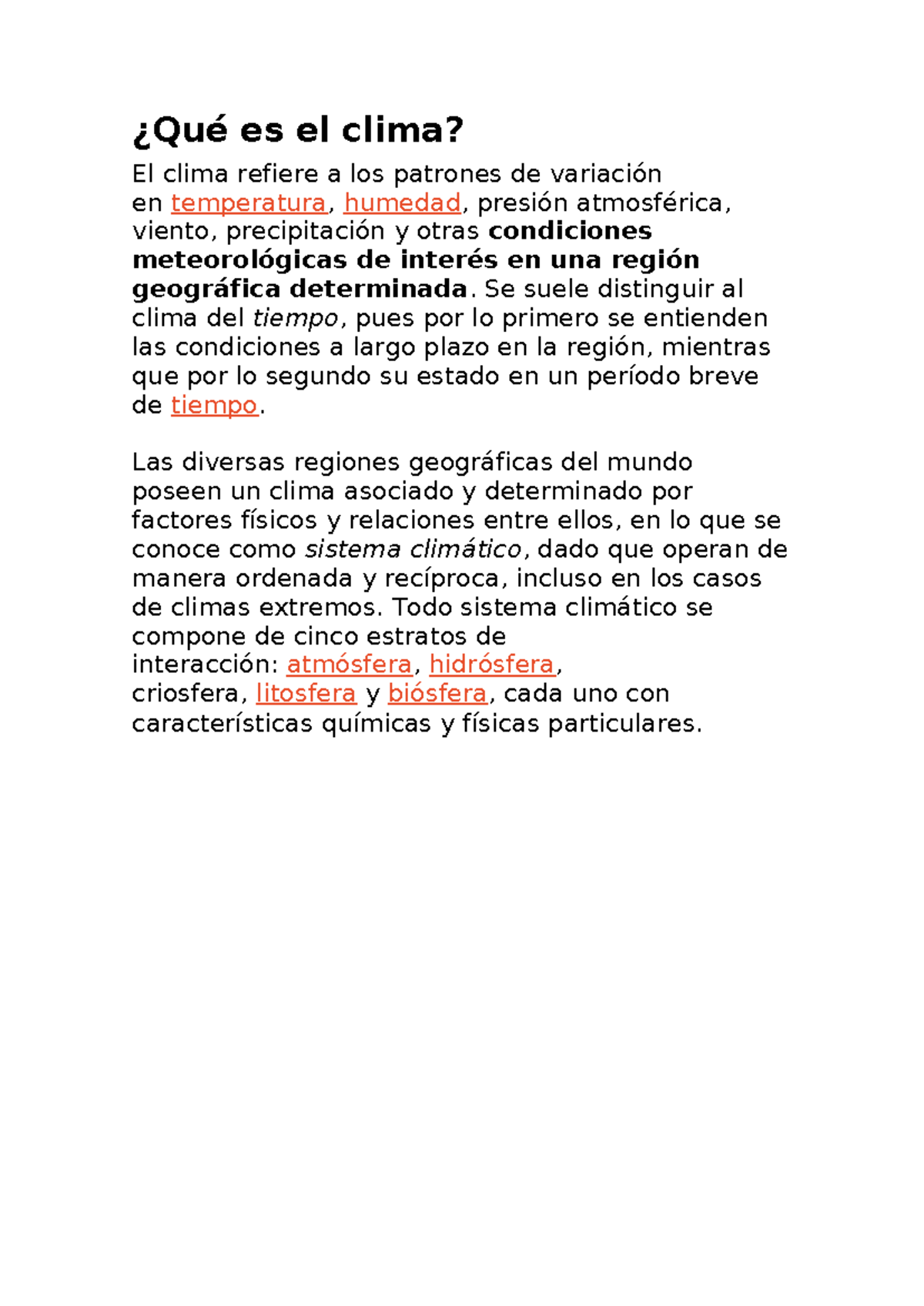 Qué es el clima - no see - ¿Qué es el clima? El clima refiere a los ...