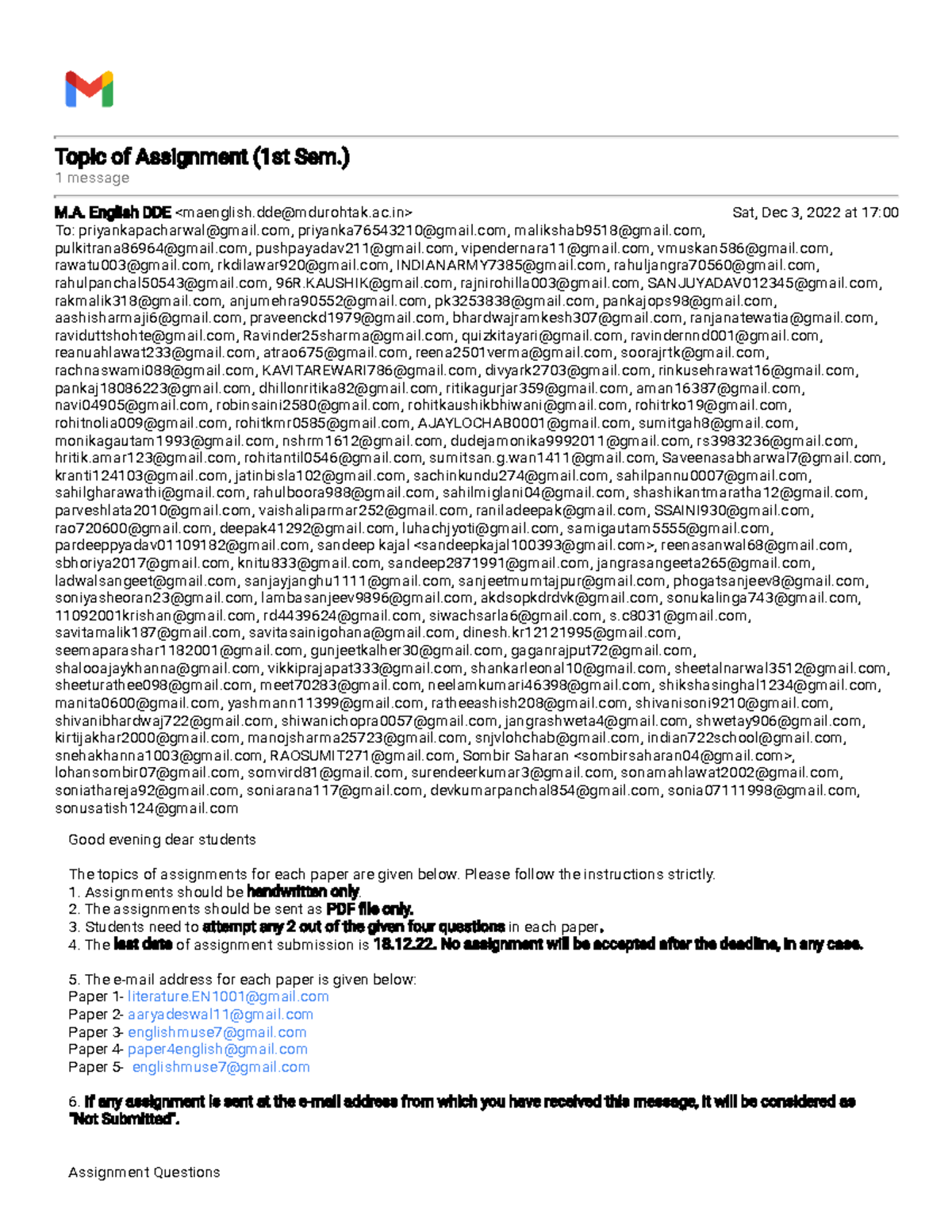 Gmail - Topic of Assignment (1st Sem - Topic of Assignment (1st Sem.) 1 ...
