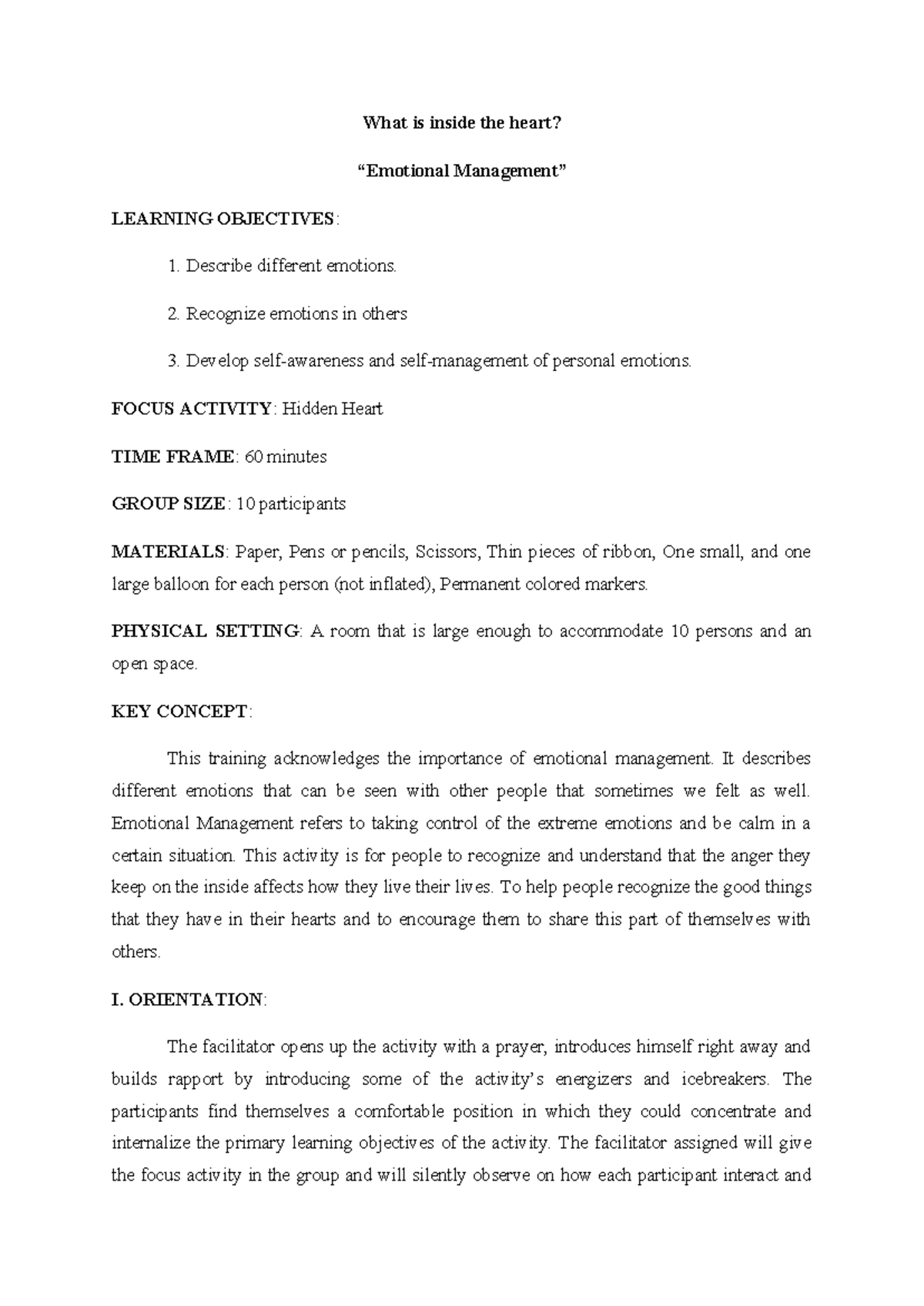 SLE - Structured Learning Experience - What is inside the heart ...