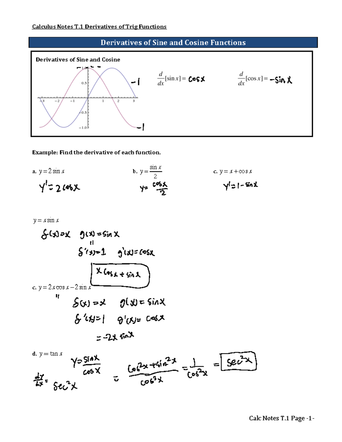 Calc Notes Ch. T 2 - Study guide answer key - Calculus Notes T ...