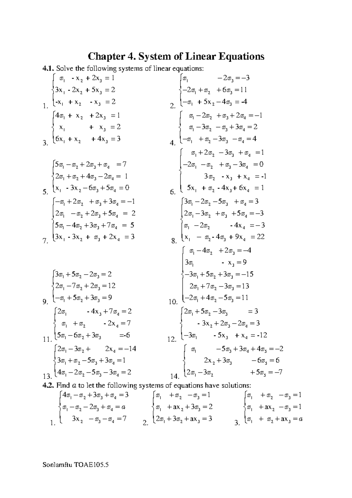 System of Equations - toán cao cấp tiếng anh - Chapter 4. System of ...