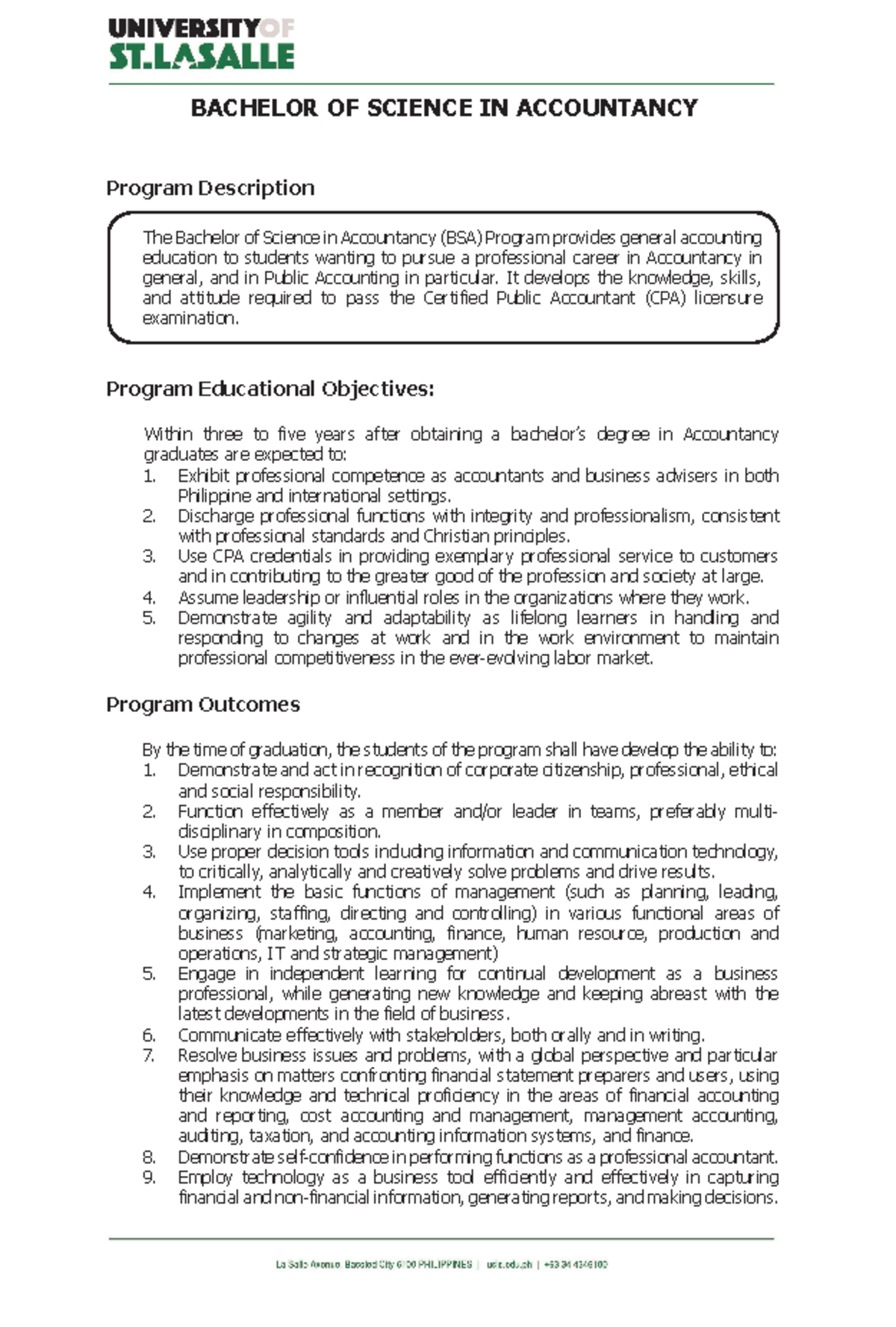 1.BS Accountancy - Hshshhsshehe - BACHELOR OF SCIENCE IN ACCOUNTANCY ...
