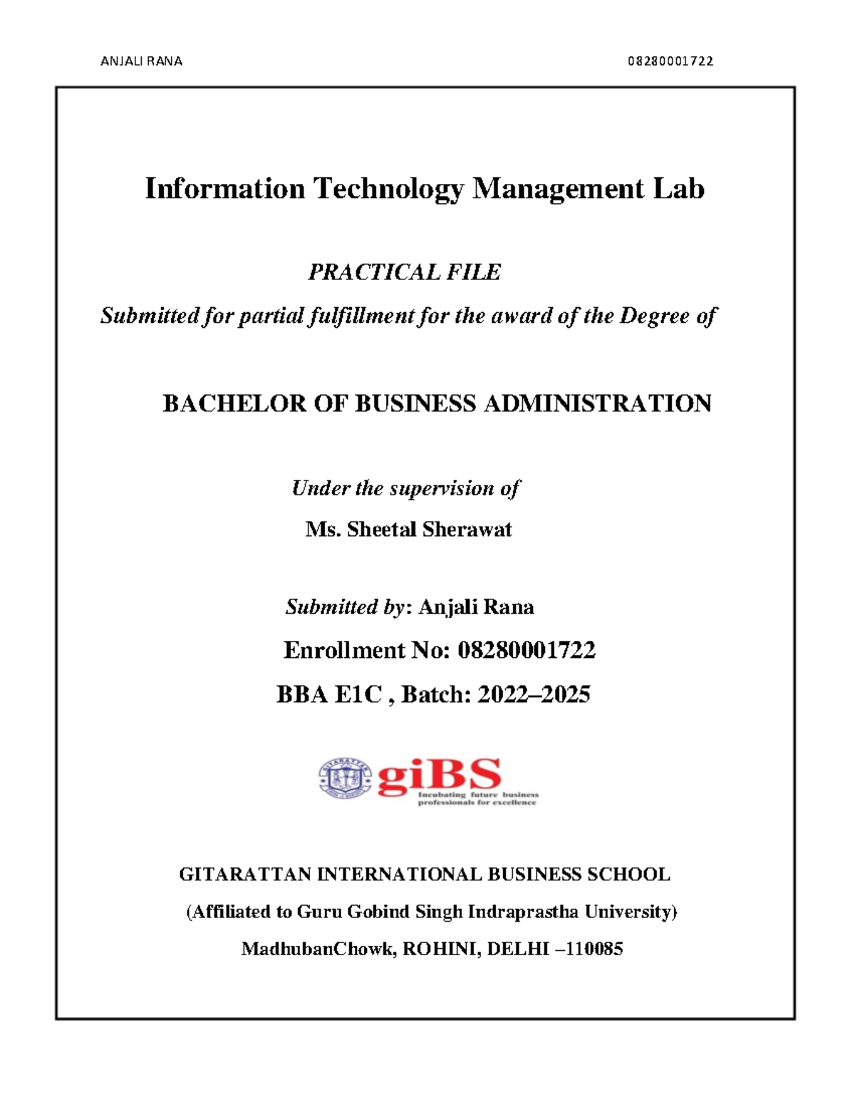 IT project file - Information Technology Management Lab PRACTICAL FILE ...