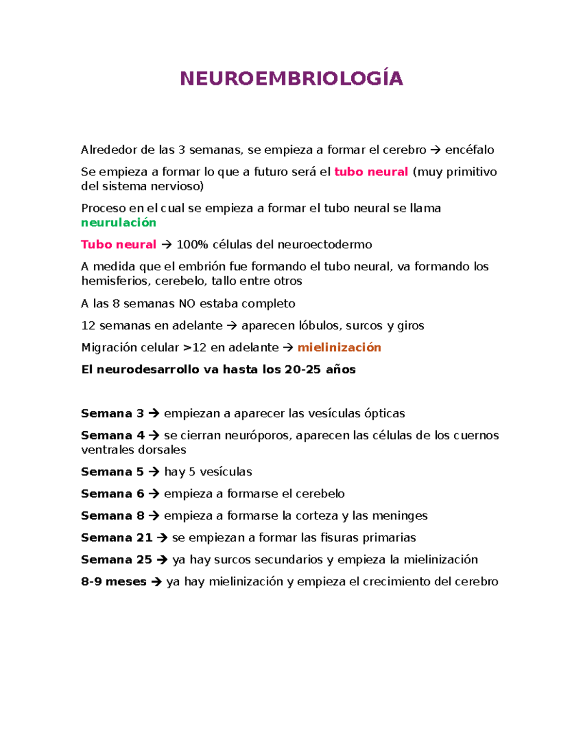 Neuroembriología - NEUROEMBRIOLOGÍA Alrededor de las 3 semanas, se ...