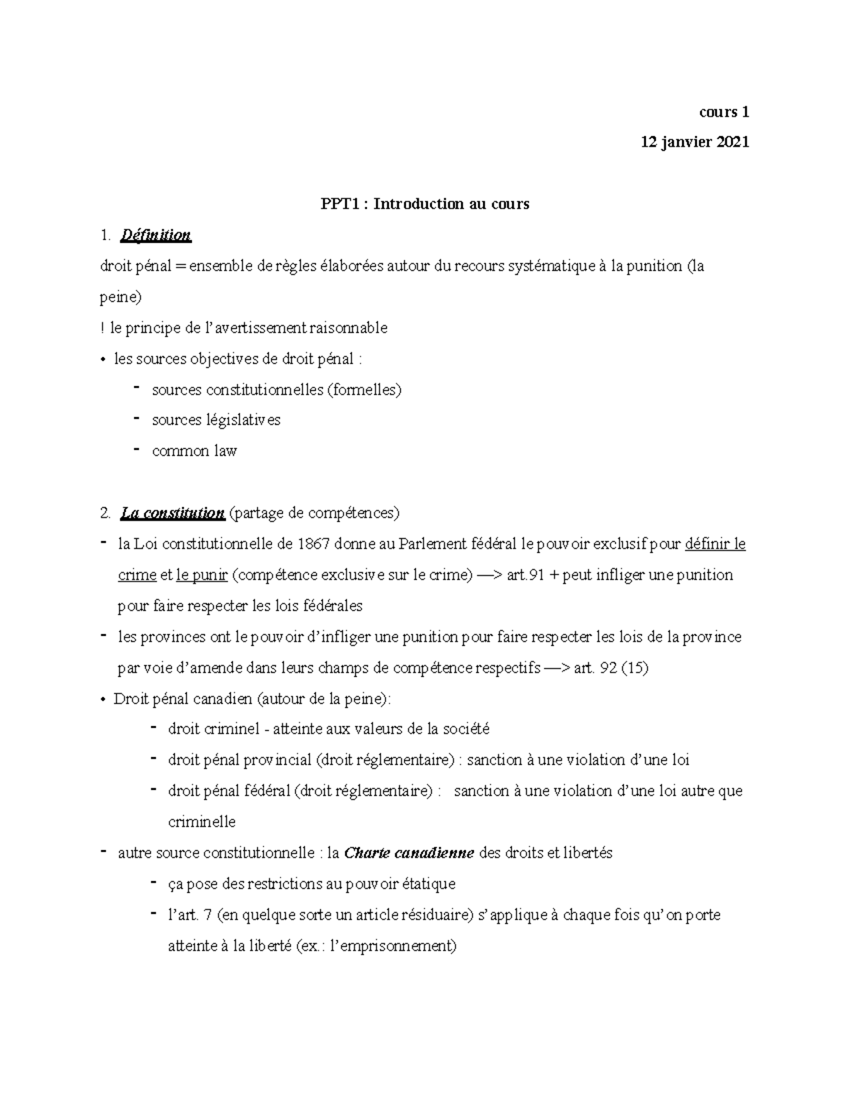 Notes de cours droit pénal - DRT 1505 - UdeM - Studocu