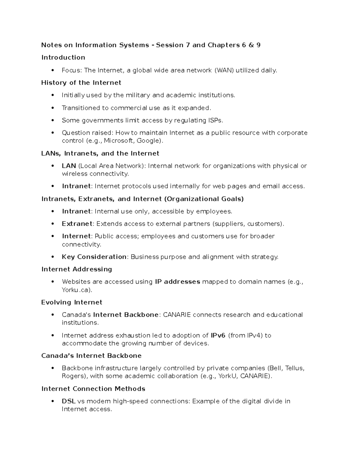 Session 7 Part 2 Notes - Notes on Information Systems - Session 7 and ...