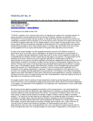 The Federalist 10 - The Federalist, Paper Number 10 James Madison 1 ...