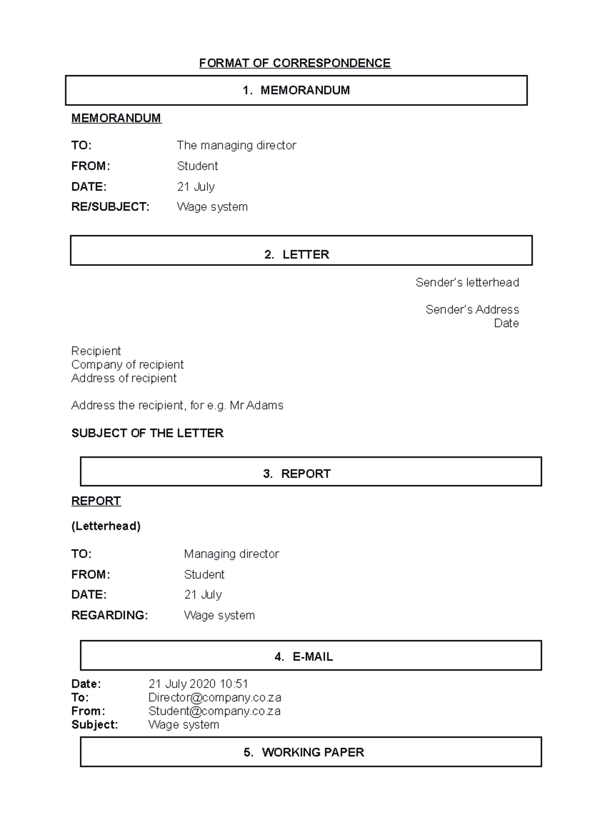 Format of correspondence Formaat van korrespondensie[ 37] - FORMAT OF ...