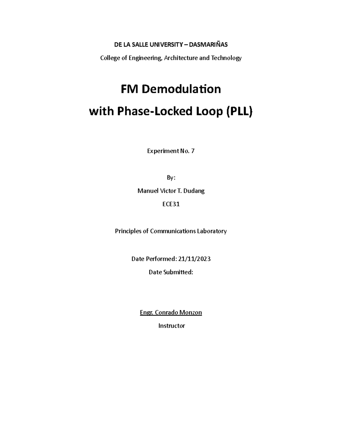 Individual Report 7 Dudang - DE LA SALLE UNIVERSITY – DASMARIÑAS ...