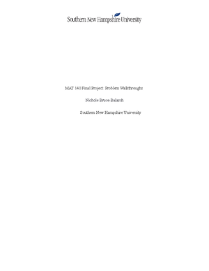 MAT 140 Milestone One - MAT 140 Milestone One: First Practice Problem ...