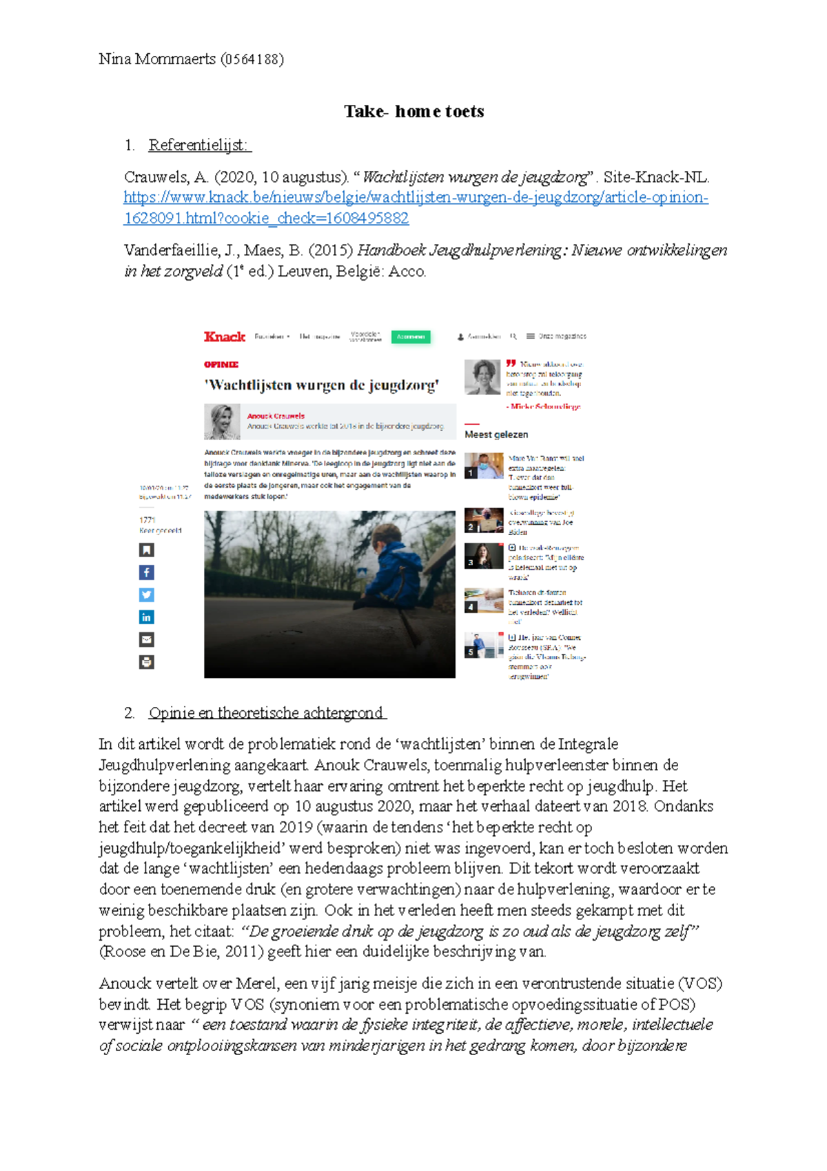 Take-Home-Toets - Nina Mommaerts (0564188) Take- home toets ...