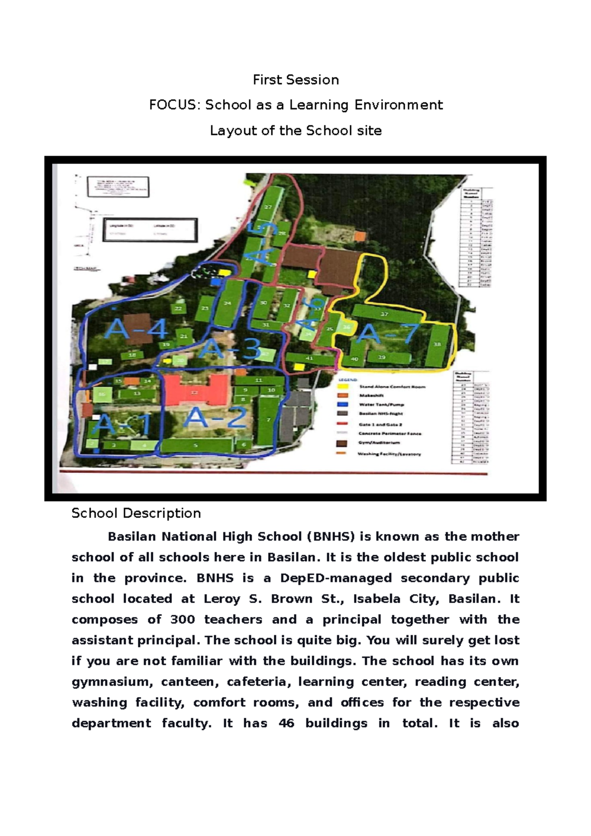 FS 1 - FIELD STUDY 1 - First Session FOCUS: School as a Learning ...
