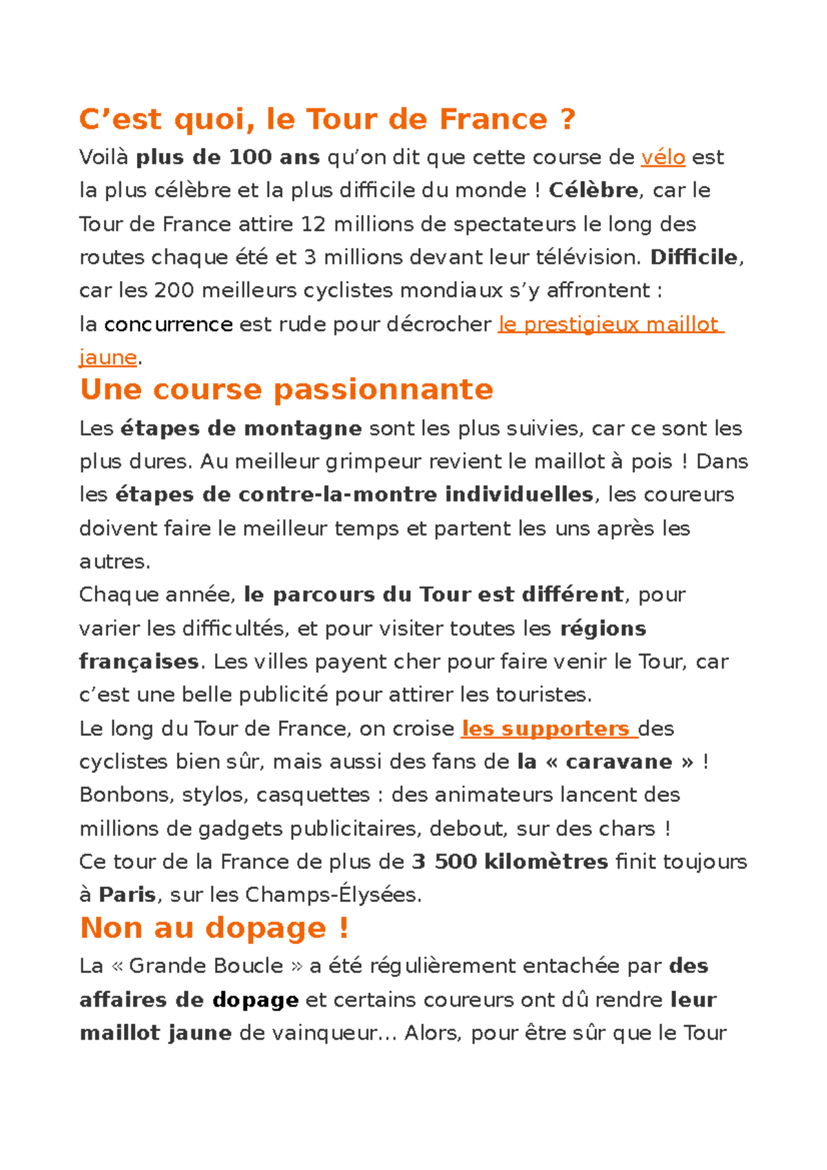 Le tour de france - descrizione - C’est quoi, le Tour de France? Voilà ...