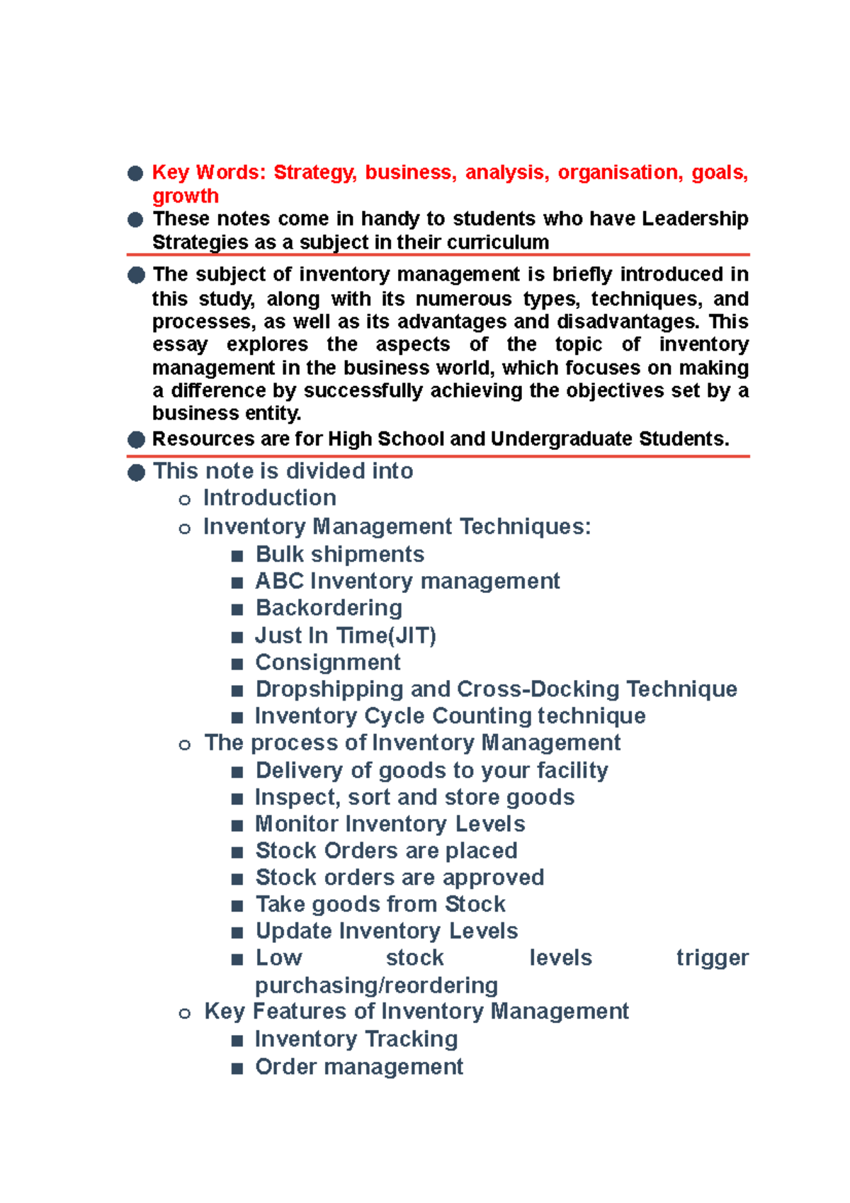 E b inventory management - Key Words: Strategy, business, analysis ...