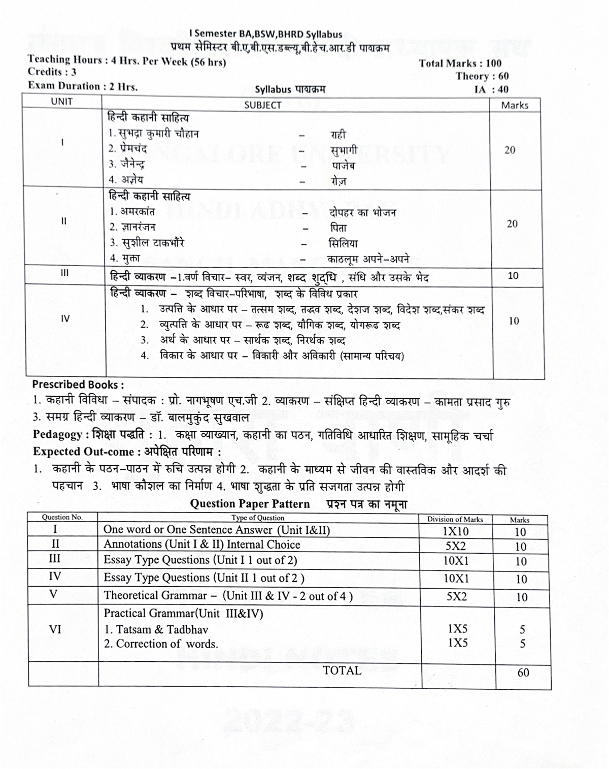 Hindi syllabus - Ghe - Bachelors of computer Application - Studocu