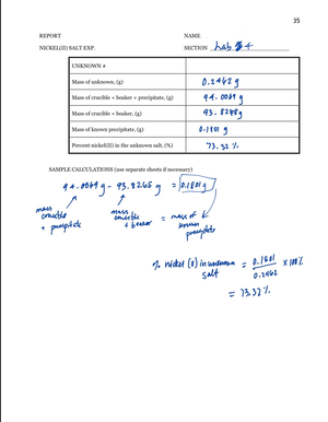 Experiment 8 - Reaction Stoichiometry - Studocu