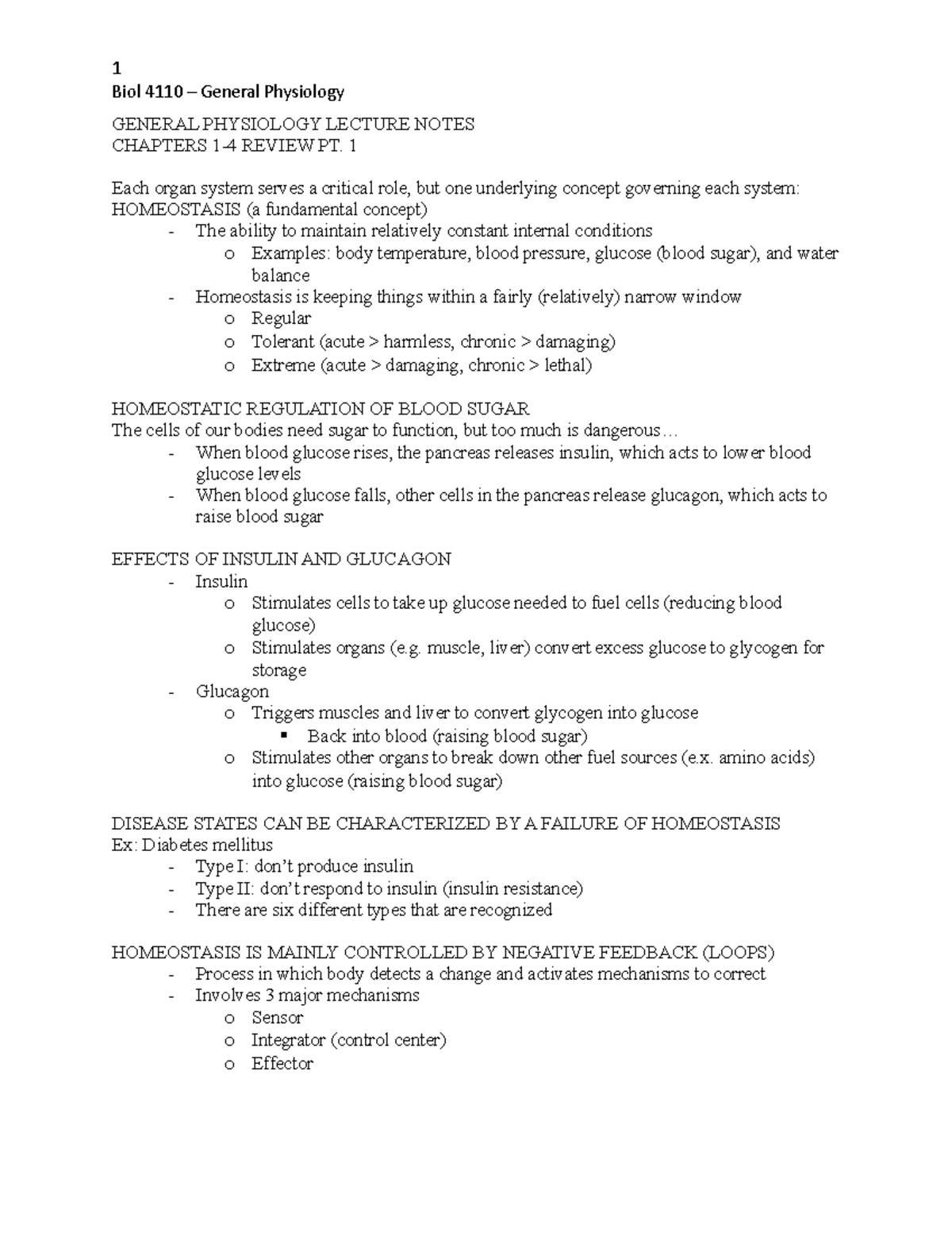 Gen. Phys. Lec. pt. 1 - Dr. Ormerod - 1 Biol 4110 – General Physiology ...