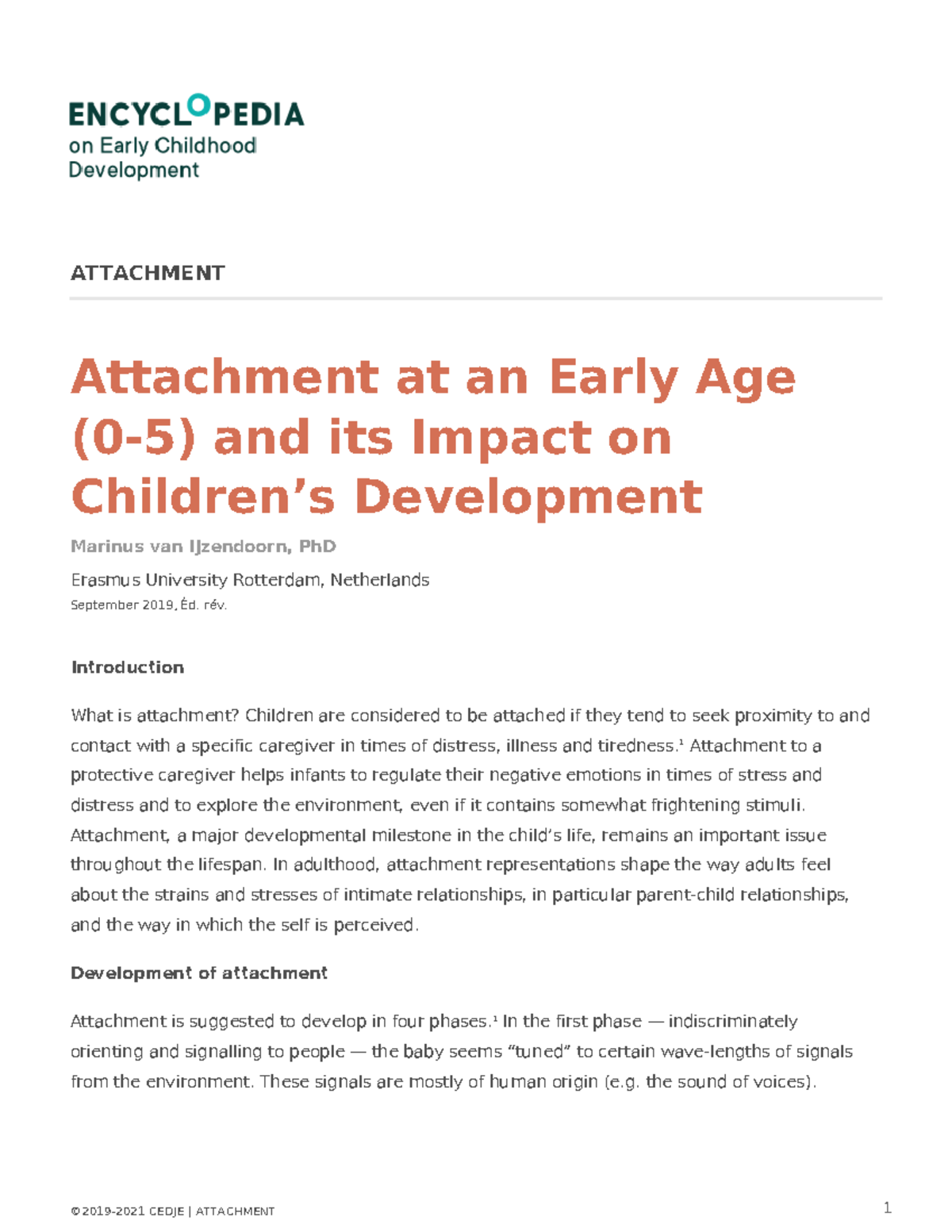 Attachment early age 0 5 and its impact childrens development ...
