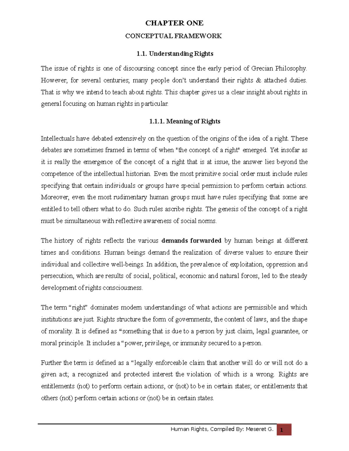 Chap 1 - Lecture notes 1-2 - CHAPTER ONE CONCEPTUAL FRAMEWORK 1 ...