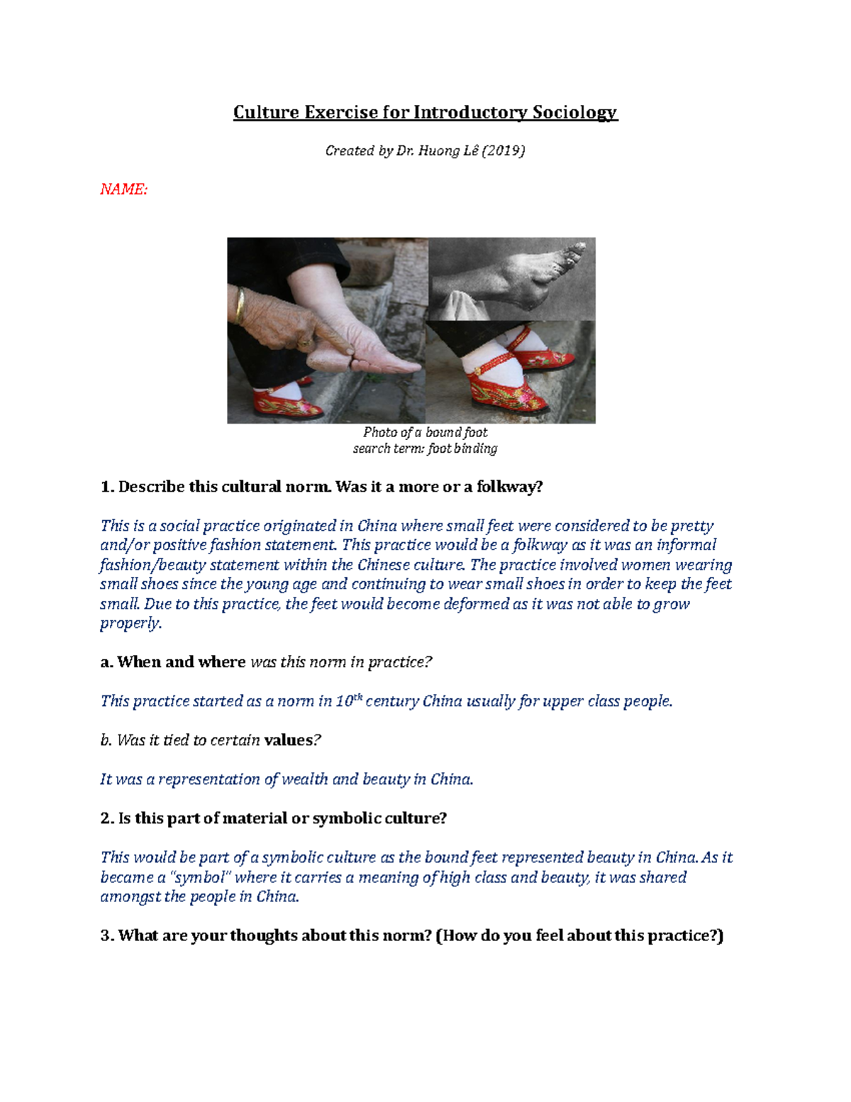 Homework #2 - Culture - Filled - Culture Exercise for Introductory ...