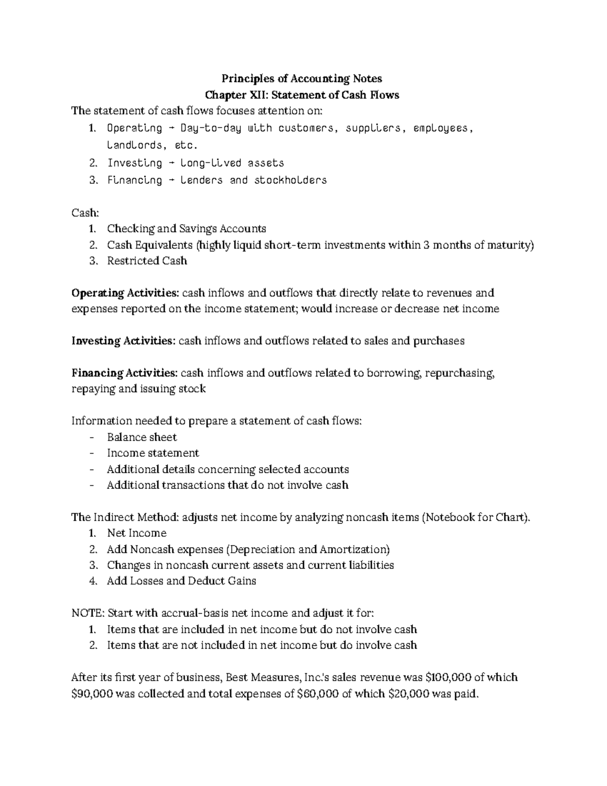 Accounting Chapter XII Notes - Principles of Accounting Notes Chapter ...