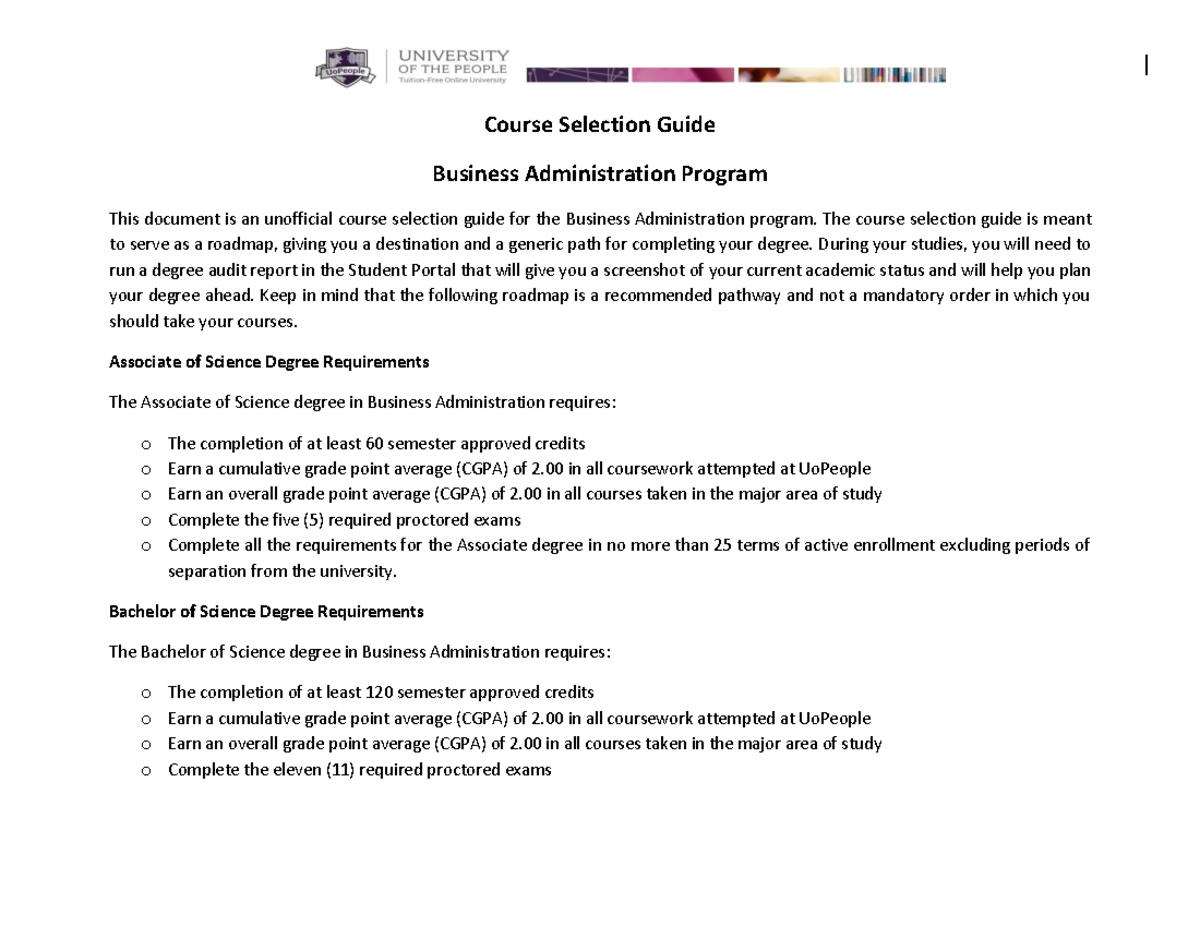 Course Selection Guide Business Administration Course Selection course-selection-guide-business-administration-course-selection
