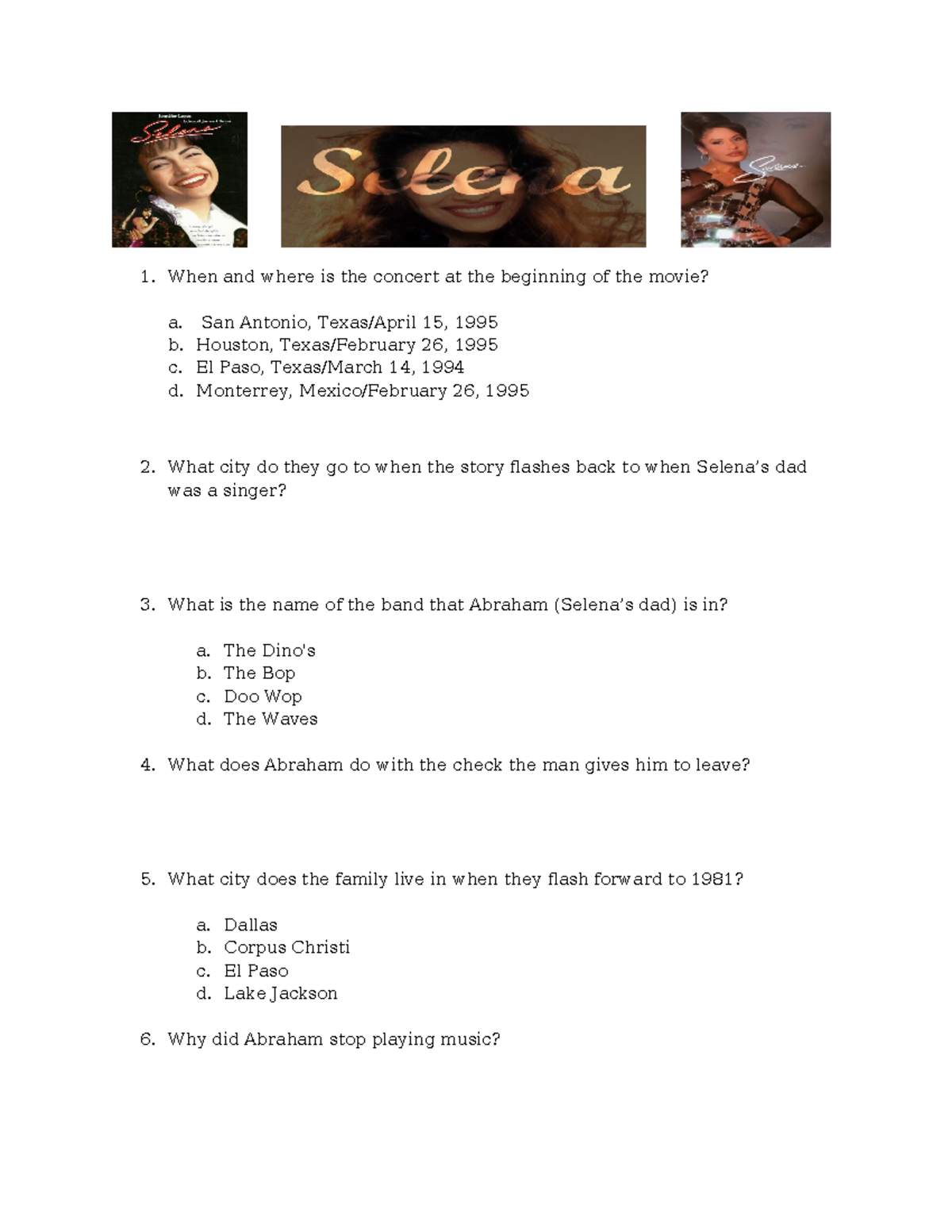 Selena Movie Guide-1 - When and where is the concert at the beginning ...